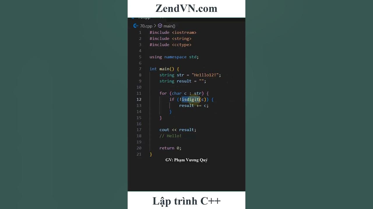 Học C++ - 70 - Xóa các số trong chuỗi #laptrinh #hoclaptrinh #cplusplus #cpp #c++ - YouTube