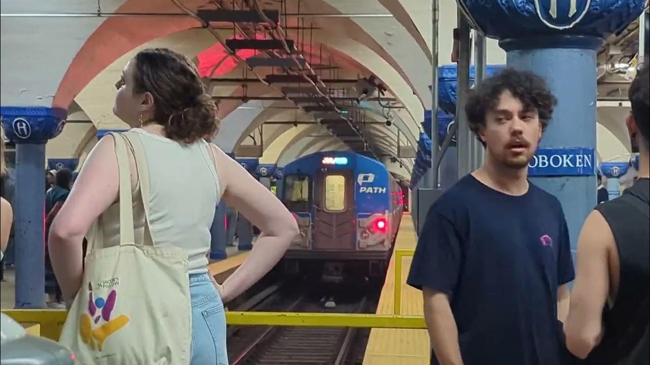 Journal Square/Hoboken bound PA-5 PATH at Hoboken - YouTube