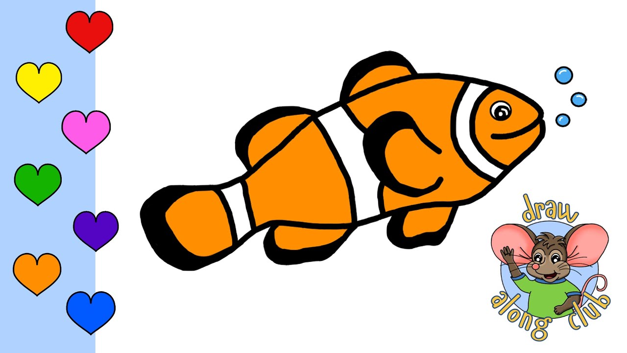 How To Draw a Clownfish 🧡 - Easy Step-By-Step Drawing and Colouring for ...
