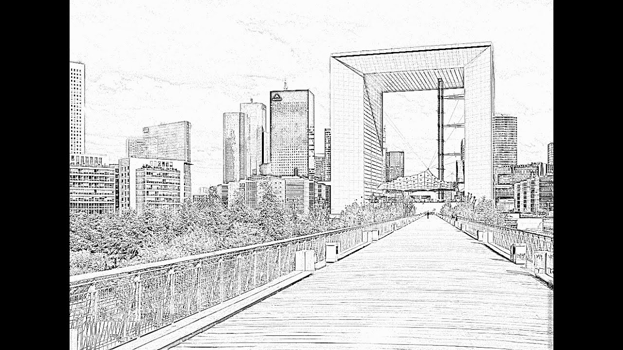 Dessin d'arche de la défense Paris - YouTube