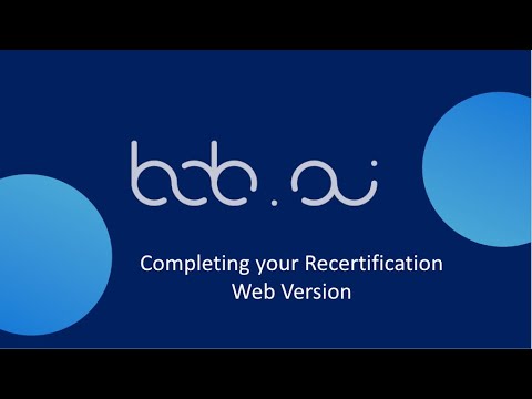 Recertification in Bob ai - YouTube