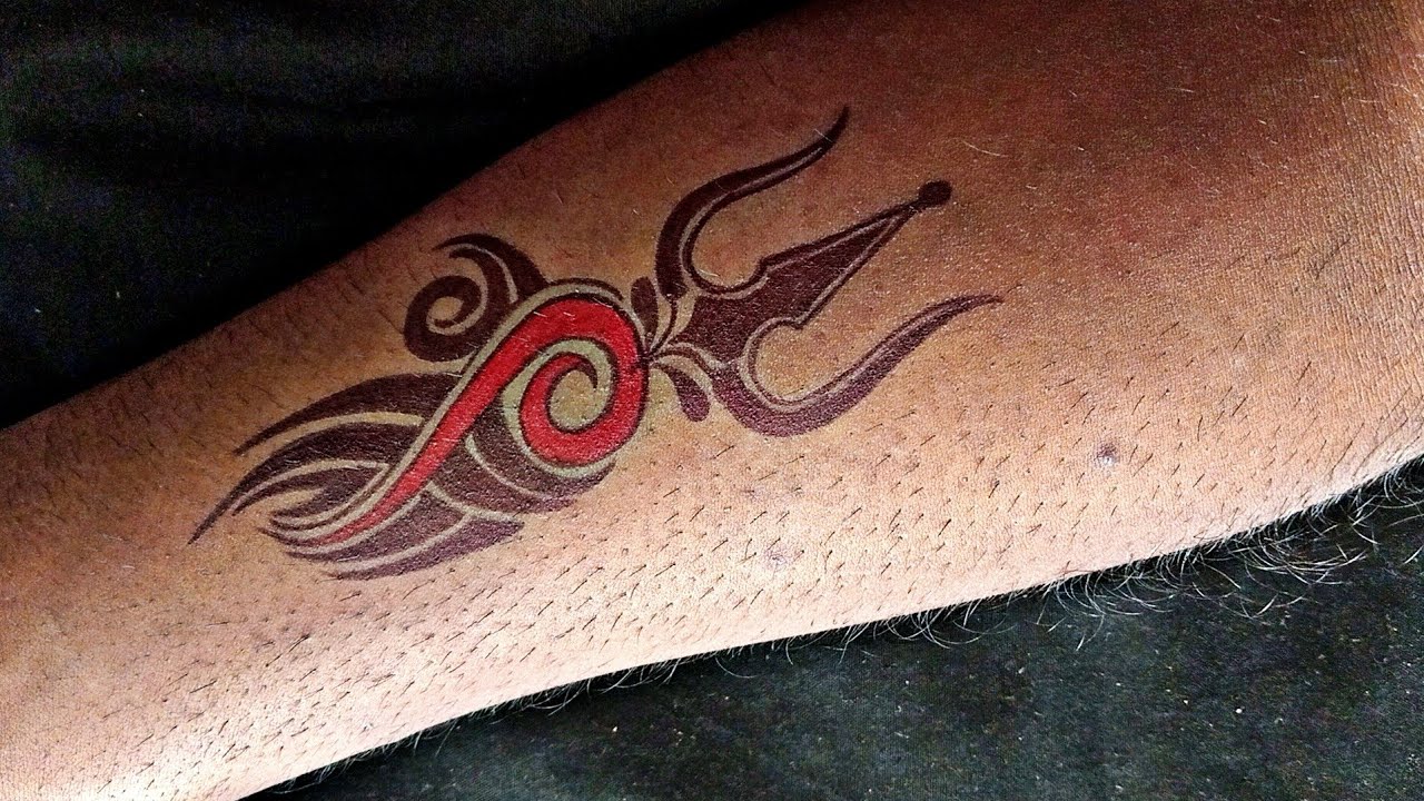 how to make a new stylish trishul tribal tattoo design with pen #viral ...