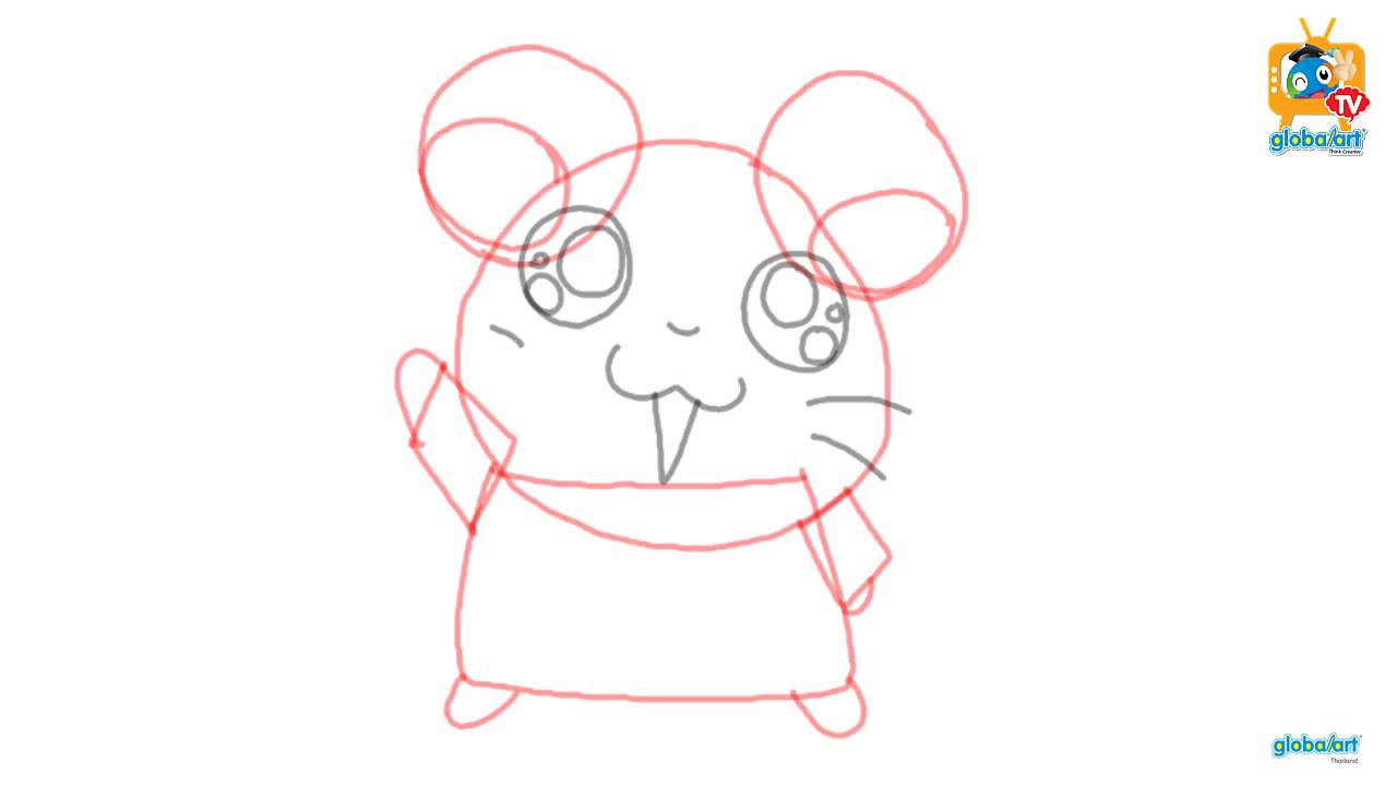 วาดเองก็ได้ง่ายจัง ตอน หนูแฮมทาโร่ (How to draw Hamtaro) - YouTube