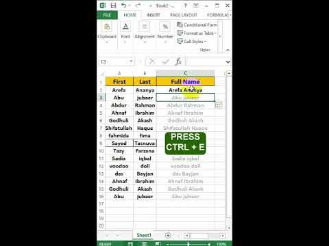 Flash Fill- Full Name- Excel tips & Tricks #trandingshorts #computer #exceltech #shortvideo # ...