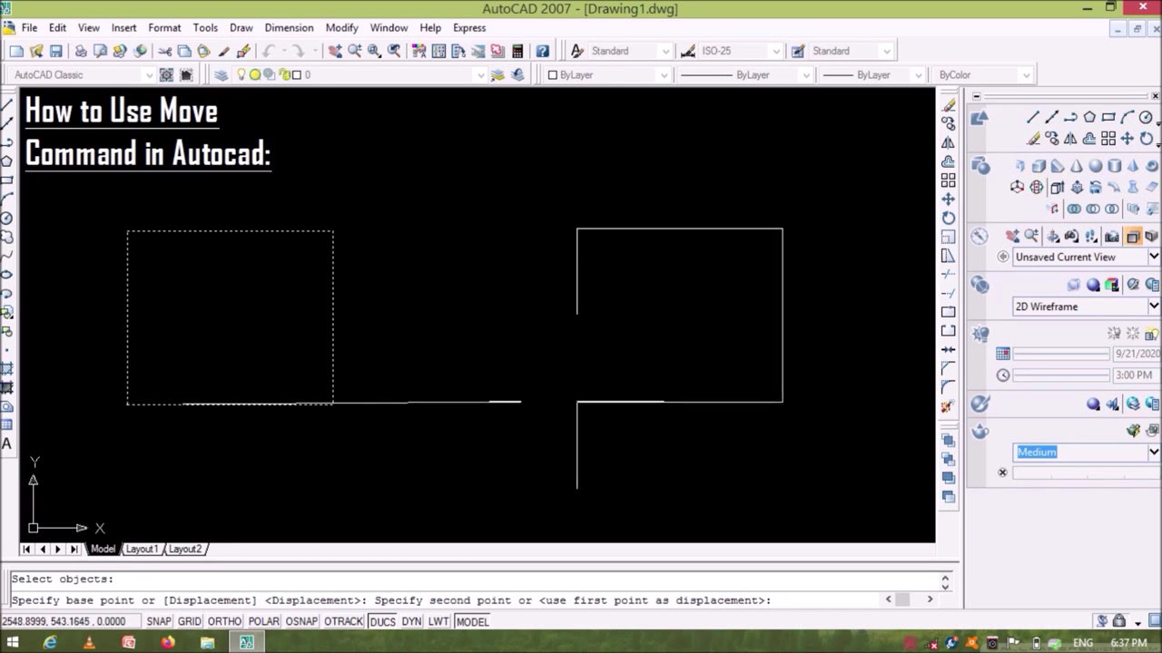 How To Use Move Command In Auto Cad L Auto Cad Basic L Created By