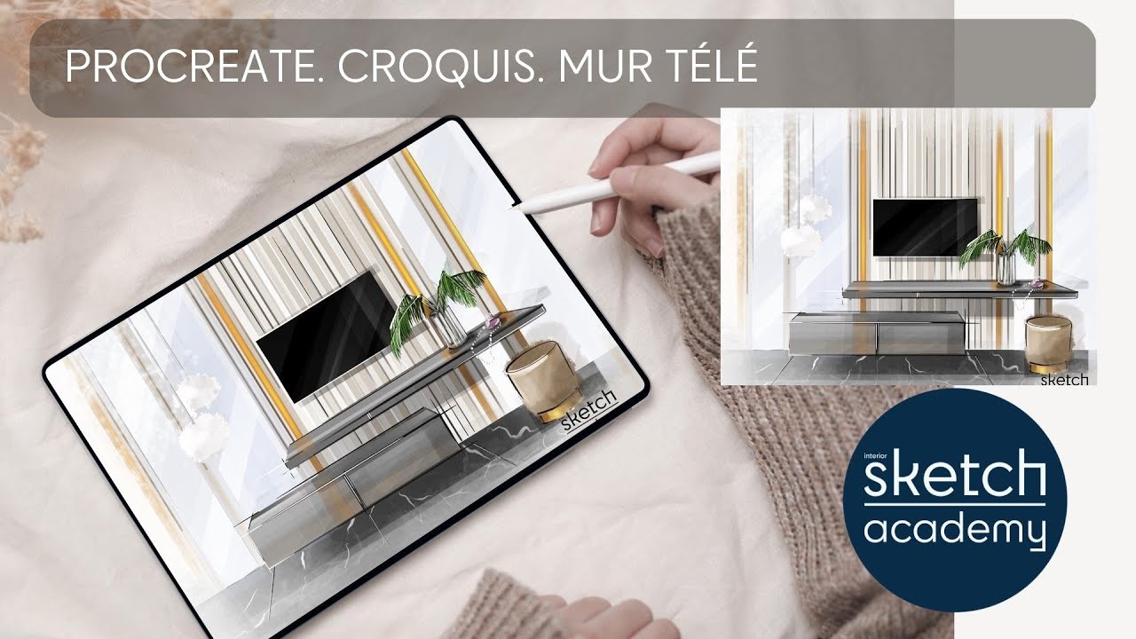 CROQUIS Déco Procreate. Interior Sketch. Mur télé No 1. - YouTube