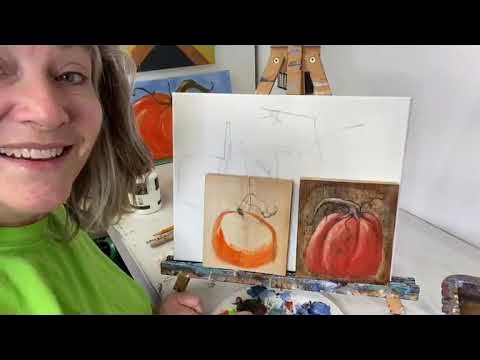 Painting a Rustic Pumpkin in Acrylic on Wood - YouTube