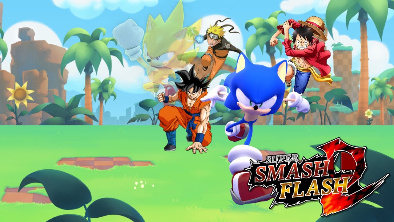 super smash flash 2 SONIC VS GOKU VS LUFFY VS NARUTO - YouTube