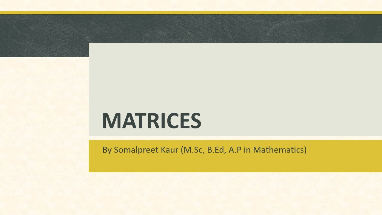Matrices | Engineering Maths | BCA | Class 12th - YouTube