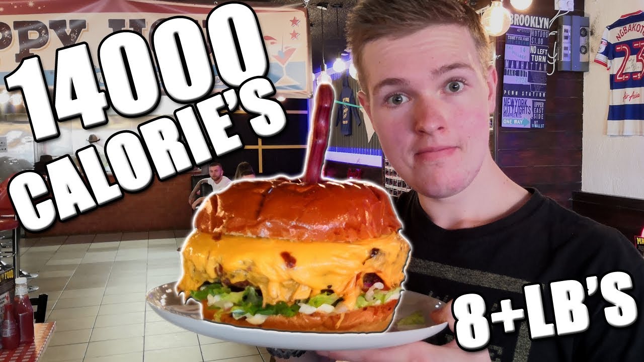 INSANE! 14000 CALORIE! BURGER CHALLENGE! 8+LBS £250 PRIZE! @ManVsFood ...