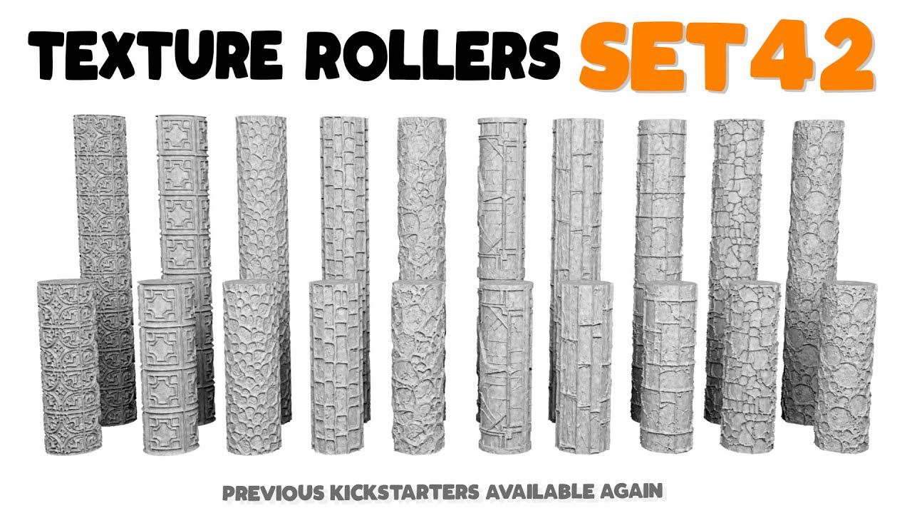 Texture Rollers Set 42 - STL files for 3D Printing - YouTube