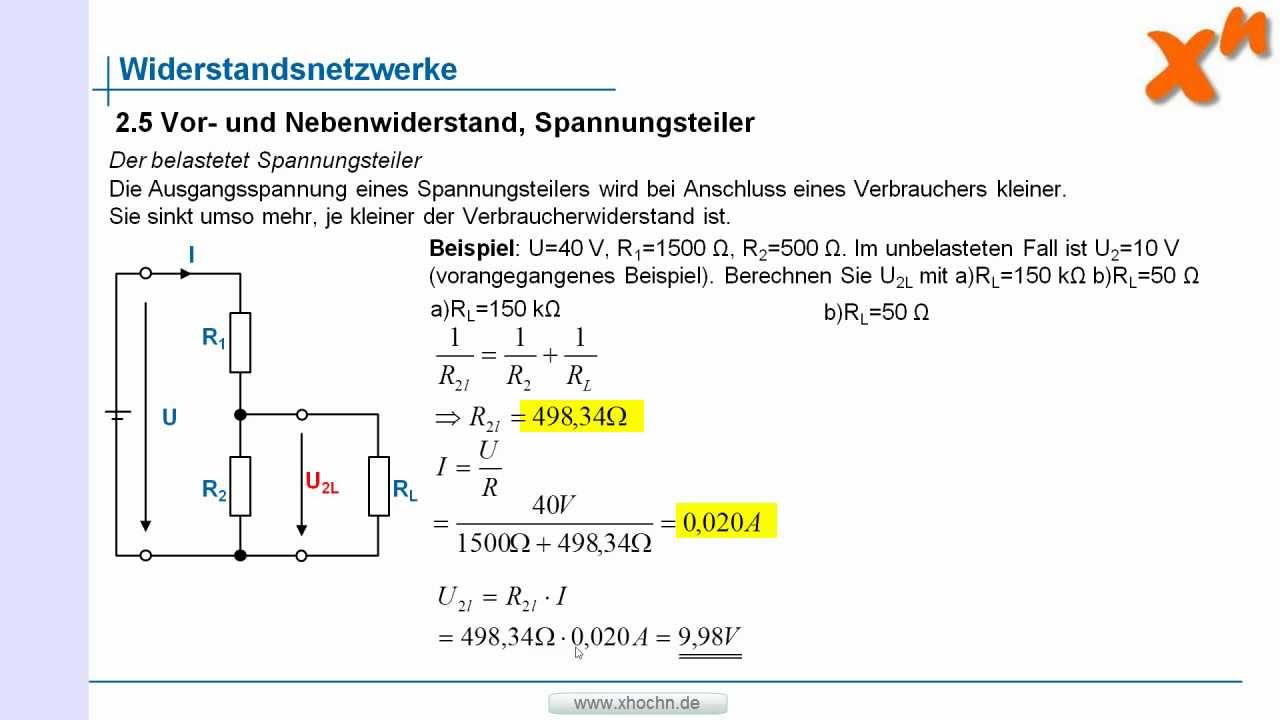 Elektrotechnik: 2.5 Vor-, Nebenwiderstand und Spannungsteiler - YouTube