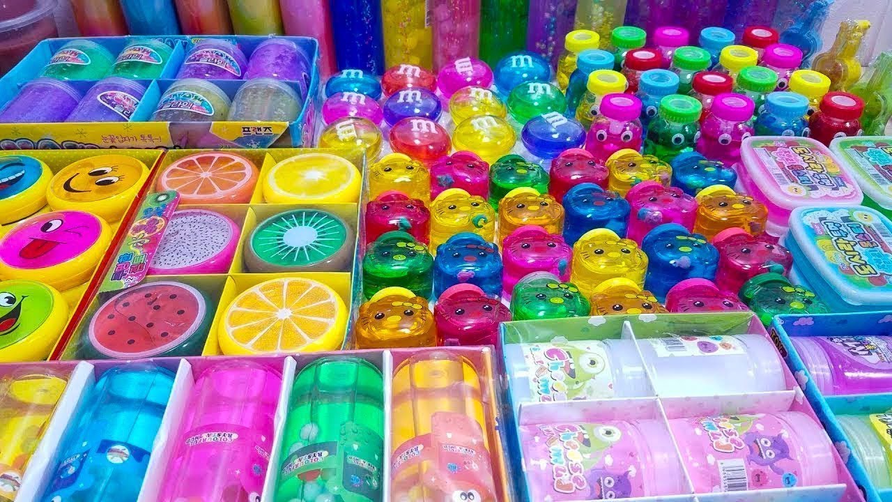 Mixing all new store-bought slime ! Relaxing slime video ! Alex slime ...