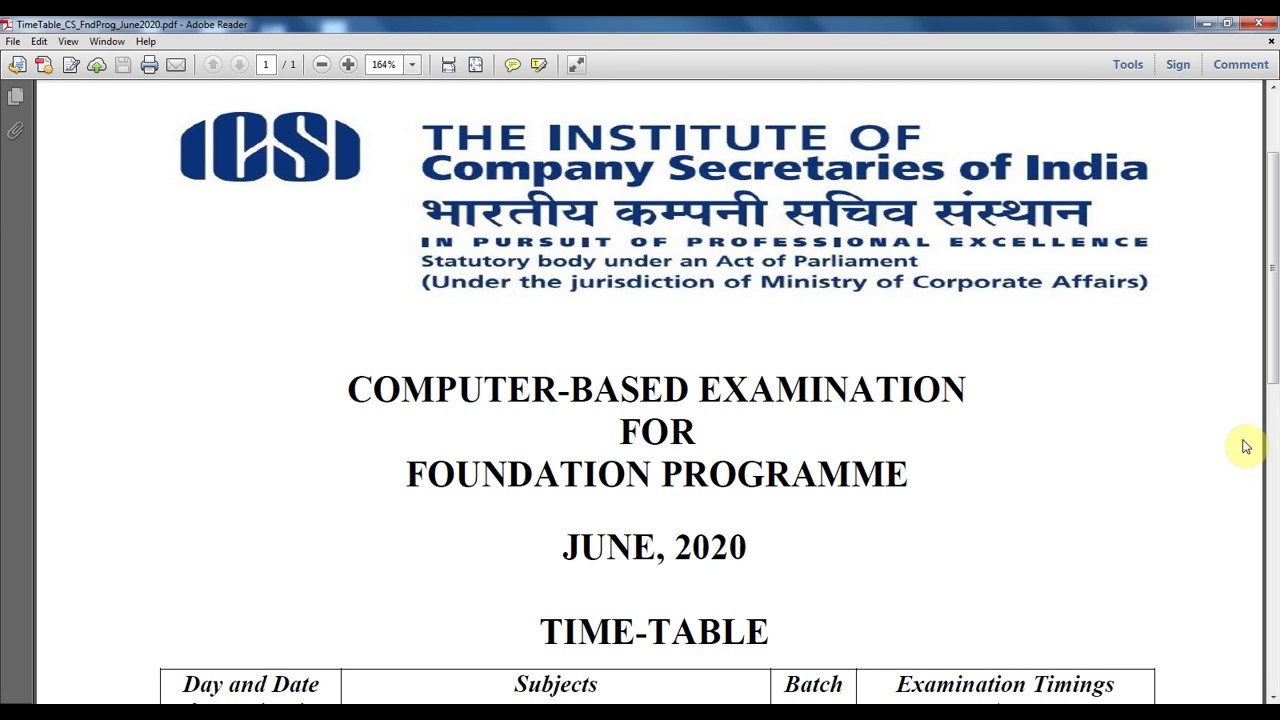 CS Foundation June 2020 Time Table/Date sheet - YouTube