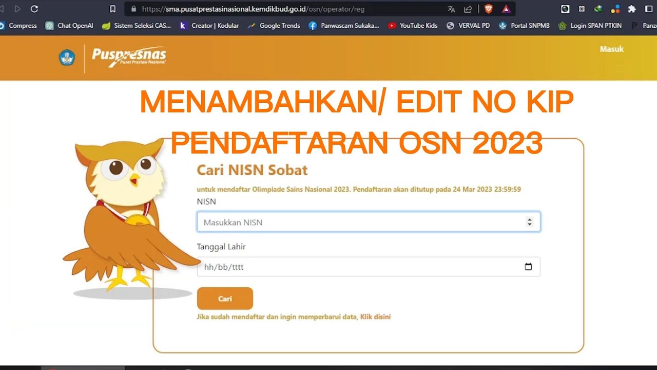 OSN 2023 | NO KIP TIDAK BISA DIISI/DI EDIT? | BEGINI CARA MENGISI NO ...