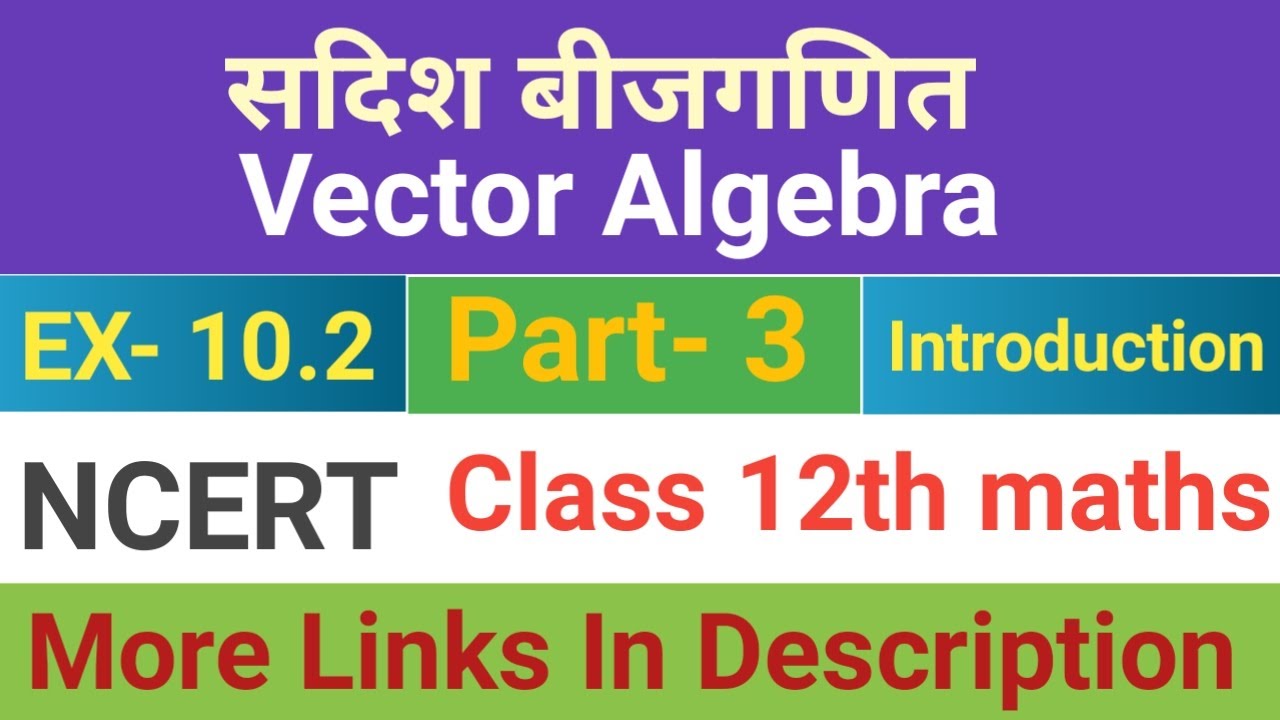 Vector Algebra Class 12 | Chapter 10 | NCERT Exercise 10.2 Vector ...