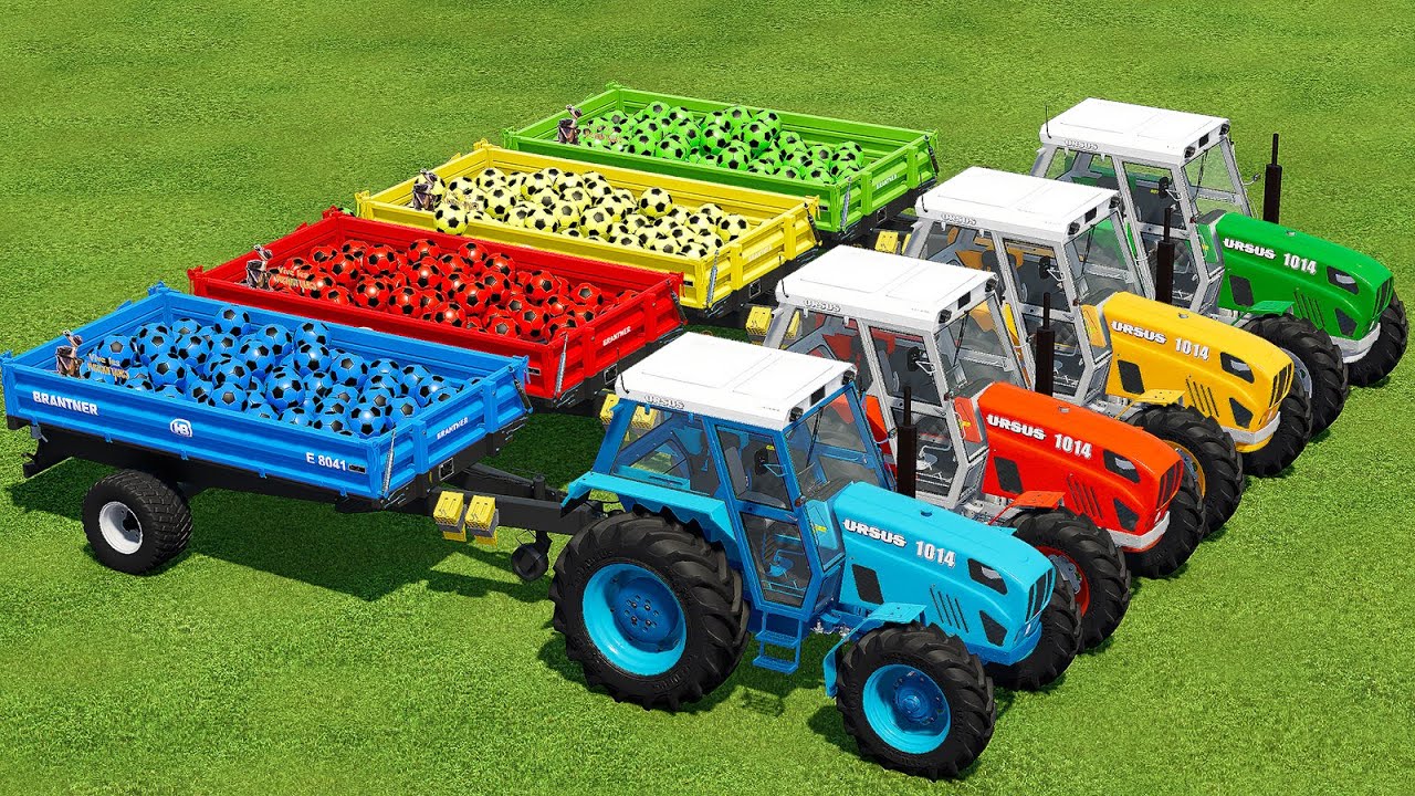 TRANSPORT COLORED FOOTBALL BALLS WITH COLORED URSUS TRACTORS - Farming ...