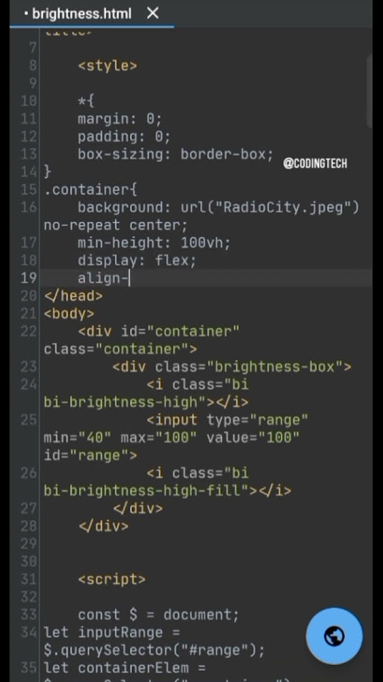 How To Make Brightness Using Javascript Htmlcssjavascript Coding Webdesign Html Js