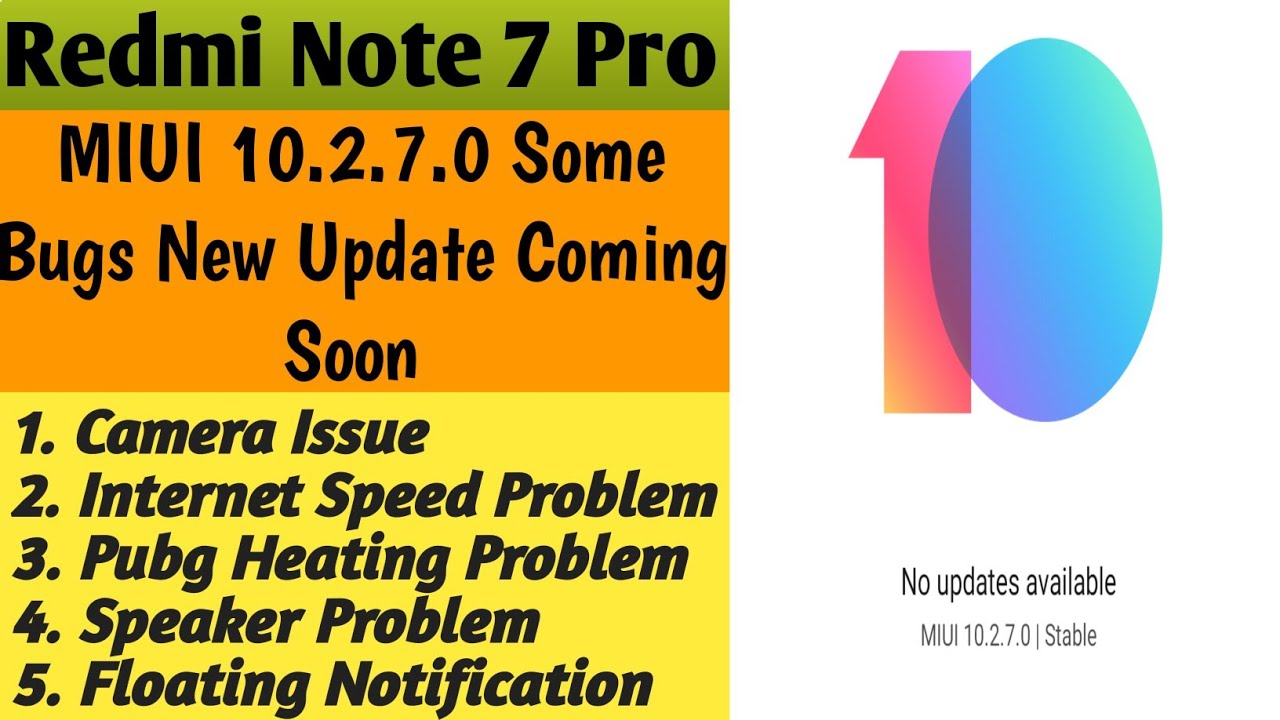 Redmi Note 7 Pro miui 10.2.7.0 Many Bugs Issues Pubg Heating Problem - YouTube