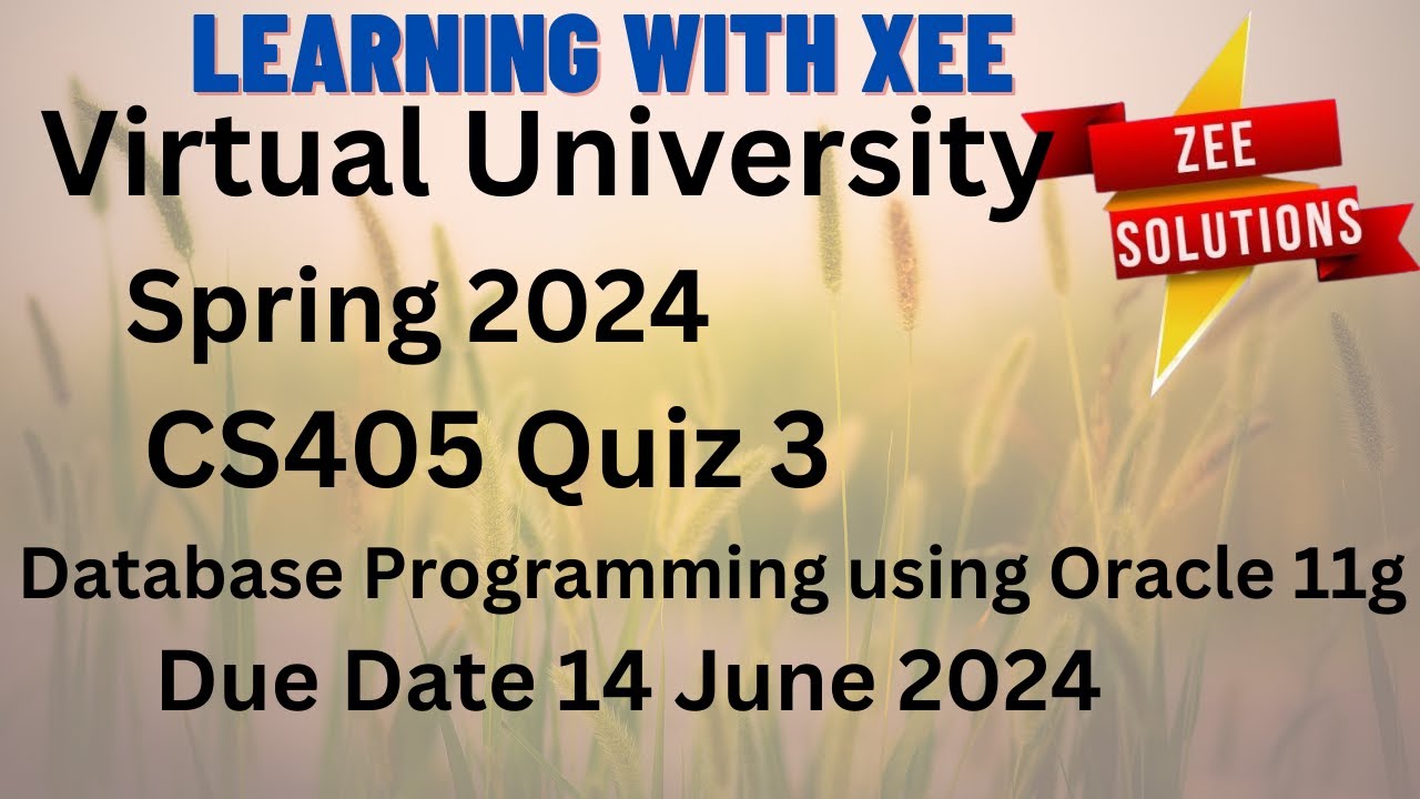 Cs405 Database Programming Using Oracle 11g Quiz 3 Spring 2024 Virtual 8132