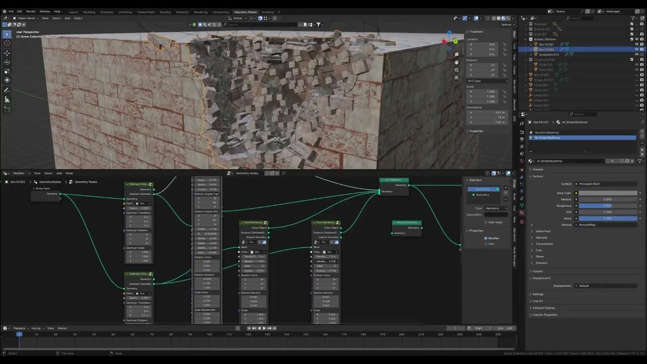 Blender Geometry Nodes destruction distribution. - YouTube