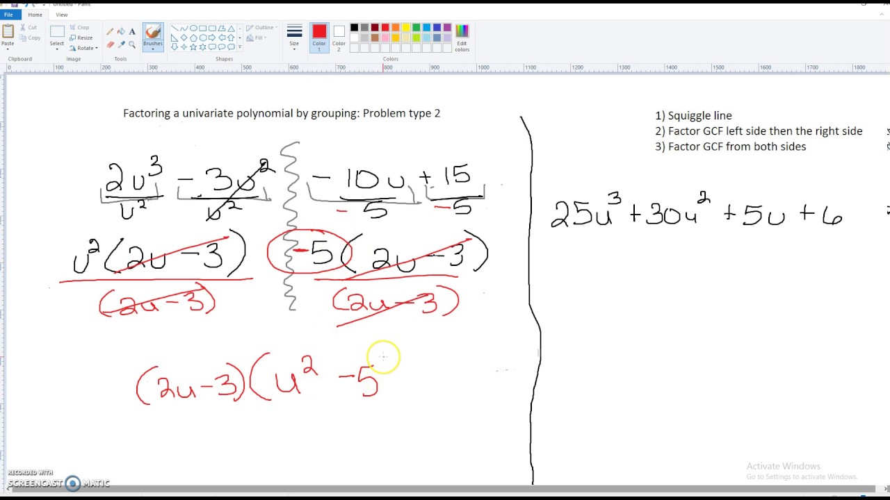 Factoring a univariate polynomial by grouping Problem type 2 - YouTube