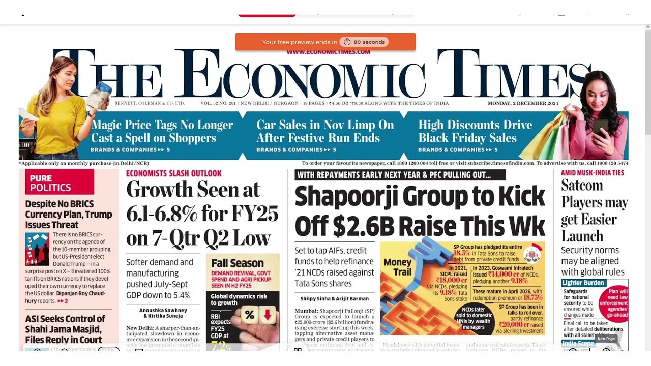 2 December 2024 | The Economic Times Newspaper | Profitnama | Daily ...