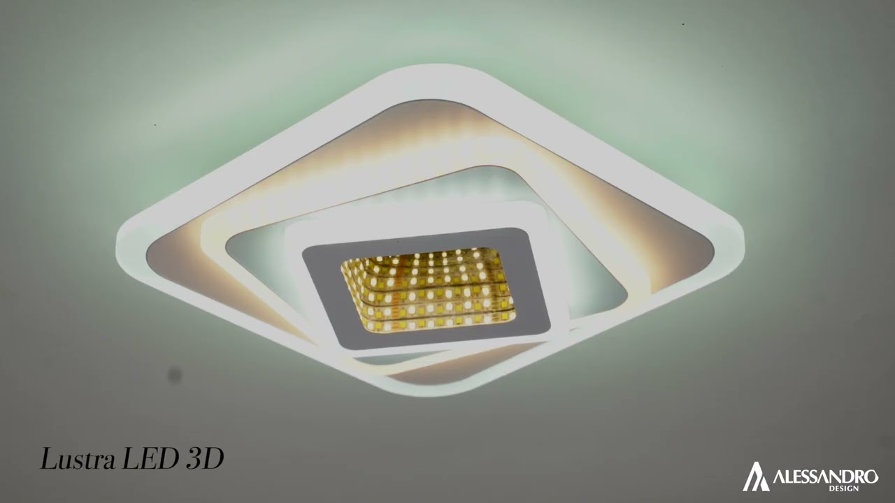 Lustră LED 3D Timeea, 36W, 3000K/4000K/6000K, Alb - YouTube