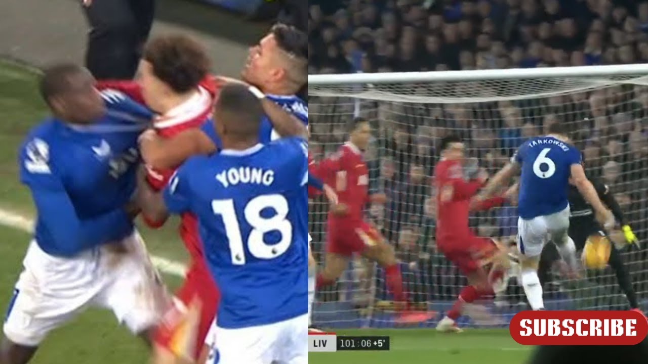 Curtis Jones Red card vs Everton vs Liverpool after James Tarkowski ...