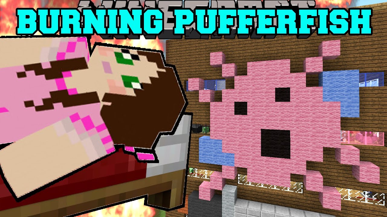 Minecraft: BURNING PINK PUFFERFISH LODGE (HOUSE OF MEMORIES!) Mini-Game ...