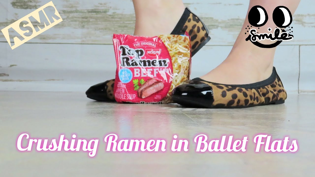 Crushing Dry Ramen Noodles in Ballet Flats *Fetish & ASMR* 18+ Walk ...