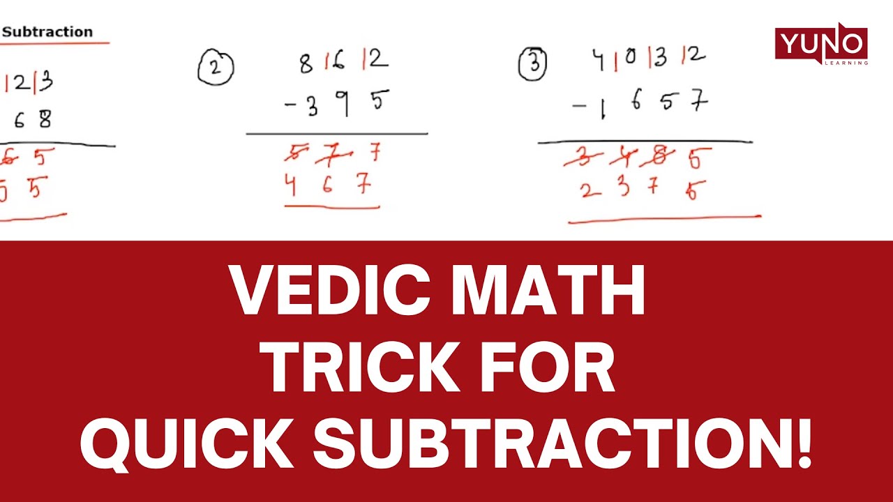 Subtraction Trick in Vedic Math | Yuno Learning - YouTube