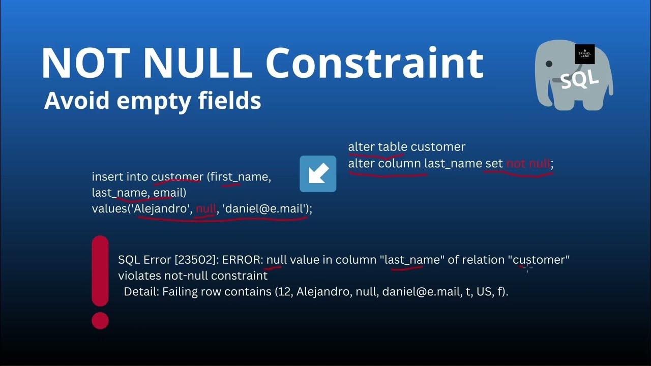 Not Null Constraint Sql Crash Course For Beginners Learn Sql With Postgresql Youtube