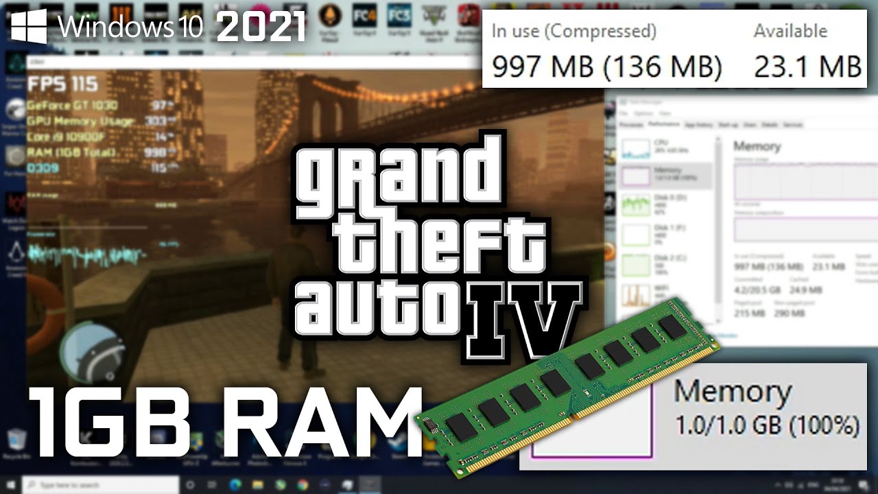 GTA IV on 1GB RAM in 2021 - Possible with Windows 10 - YouTube