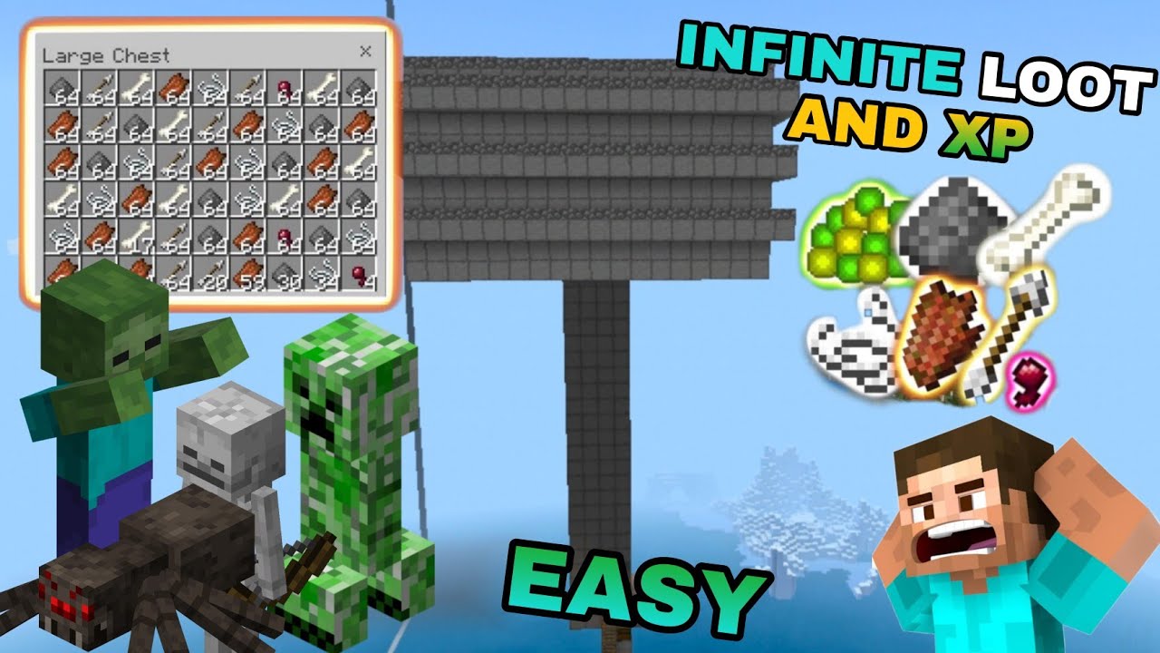 Simple 1.19 Automatic Loot And Xp Farm | mob loot farm in minecraft pe ...
