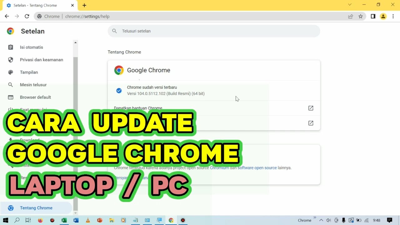 Cara Update Chrome di Laptop atau Komputer - YouTube