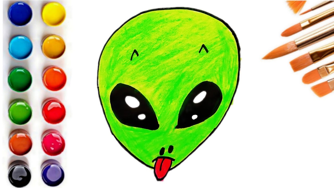 How To Draw Cute Alien Face For Kids #drawing #alien - YouTube