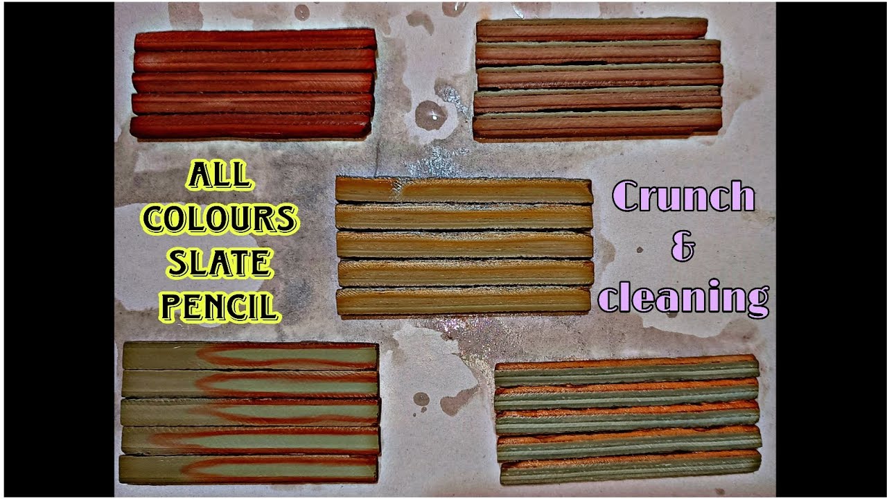 DIFFERENT COLOUR OF SLATE PENCIL || CRUNCH + CLEANING ||🩶🖤 ️💛🩷 - YouTube