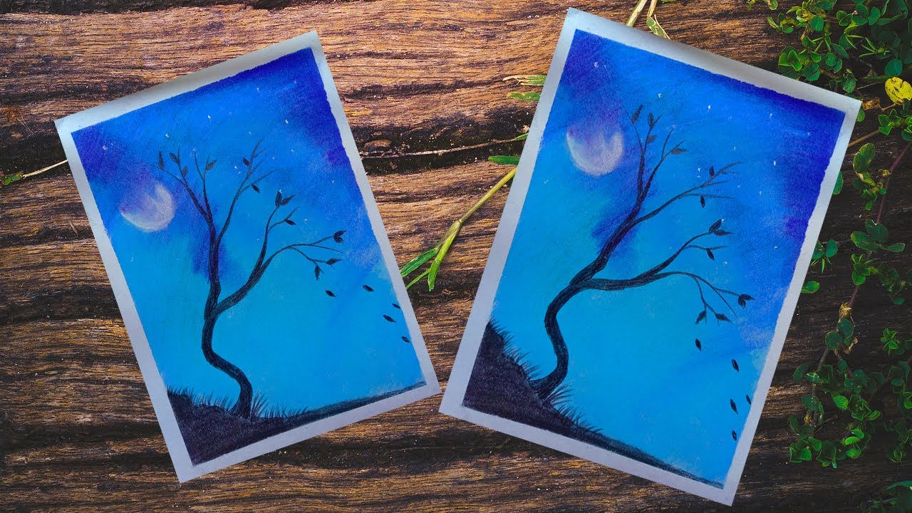 How to Draw Natural Scenery of Night Using Soft Pastels - Beautiful ...