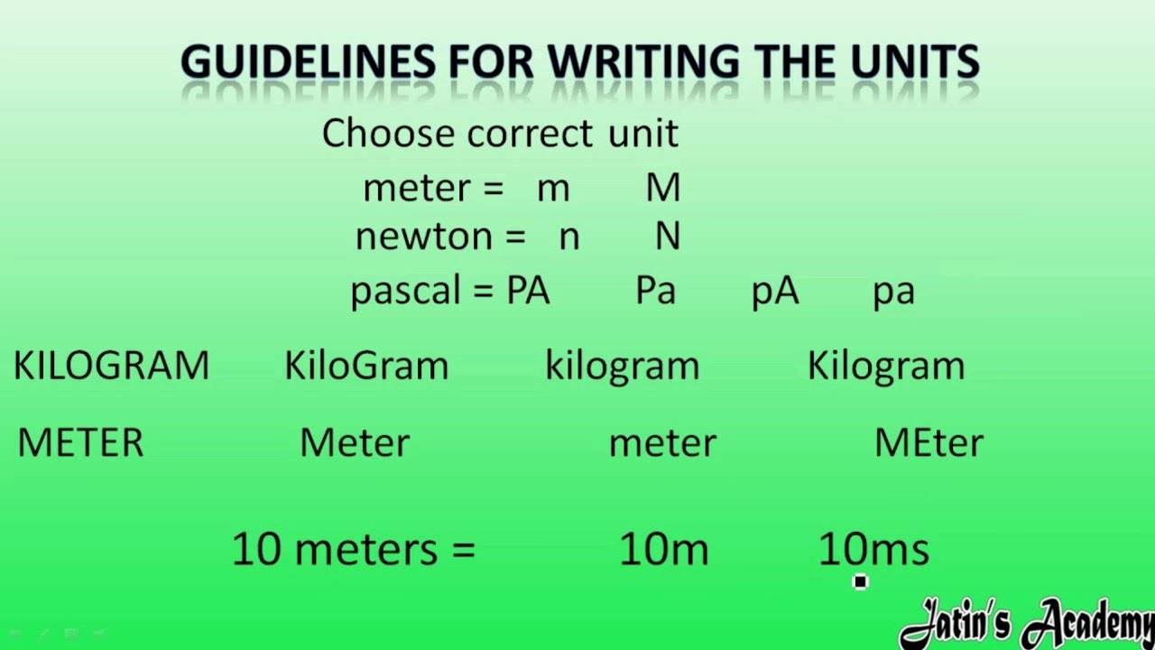 Guidelines for Writing the units class 6th 9th PHYSICS ICSE ...