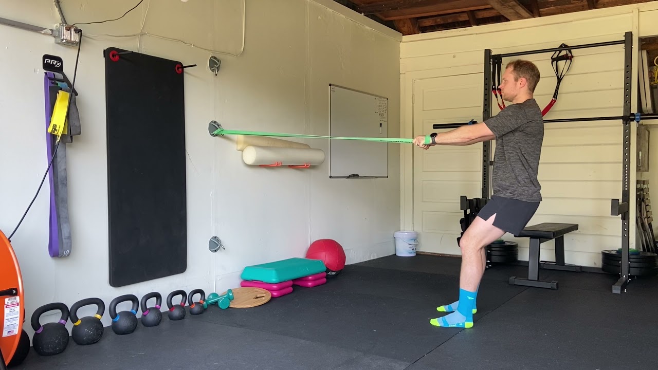 Banded Row in Squat - YouTube