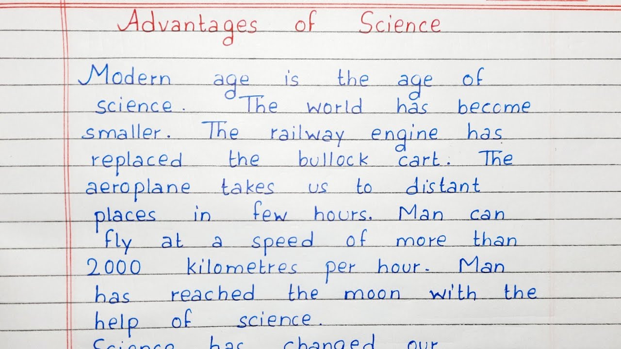 Write a short essay on Advantages of Science | Essay Writing | English ...