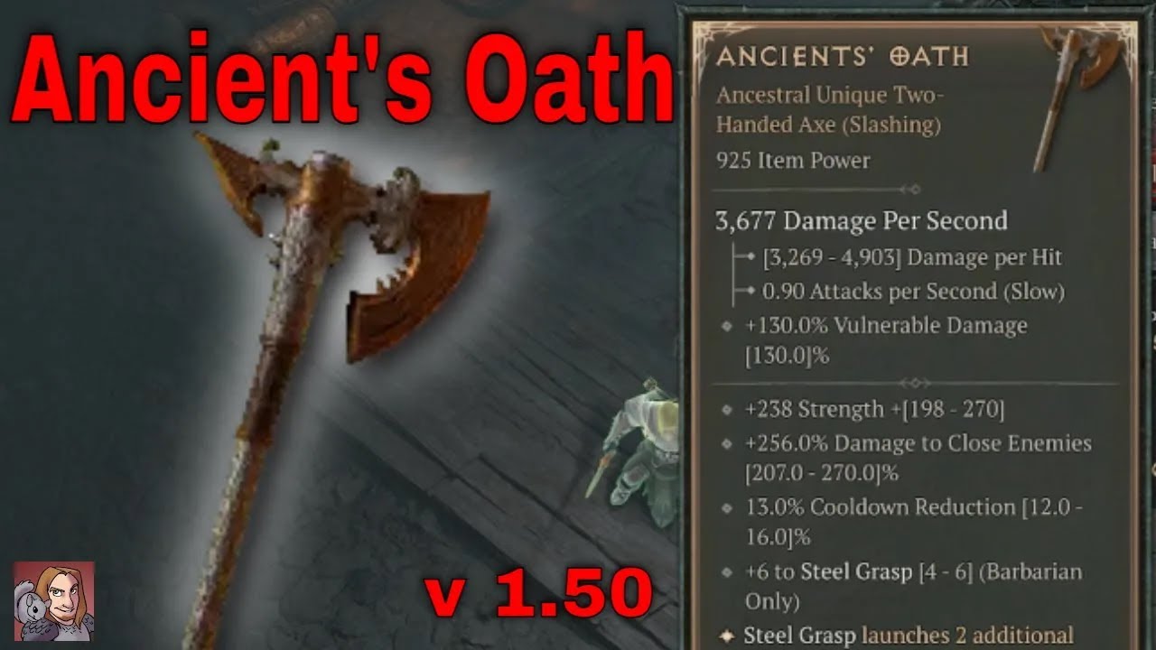 Diablo IV Unique Items - Ancient's Oath (Barb Two Handed Axe)[v1.5.0 ...