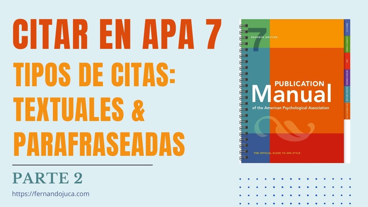 Normas APA 7ma Edición: Tipos de Citas Textuales y Parafraseadas - YouTube
