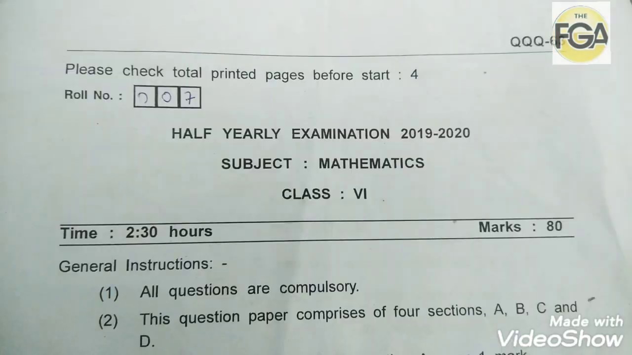 KVS MATHS CLASS 6 PAPER | KVS CLASS 6 MATHS QUESTION PAPER 2020 - YouTube