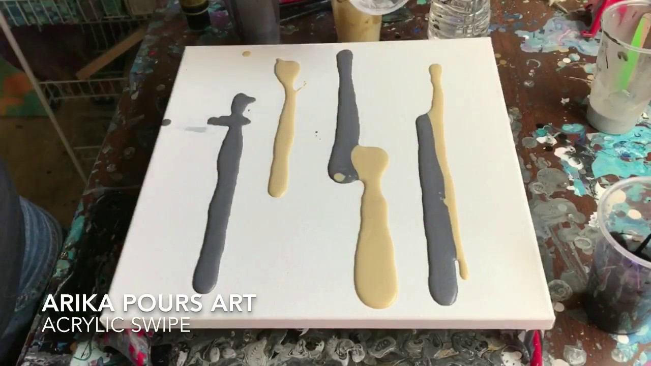 Black/White/Gray/Gold Fluid Acrylic Swipe - YouTube
