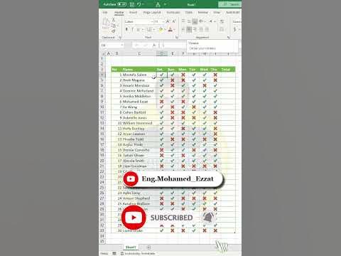 تسجيل الحضور والغياب باستخدام التنسيق الشرطى Attendance in Excel Using Conditional Formatting ...