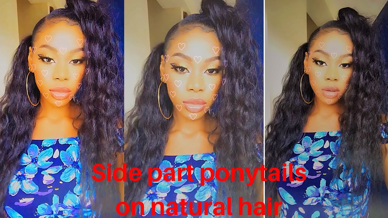 How To//Two Side part Ponytails On Natural Hair! - YouTube