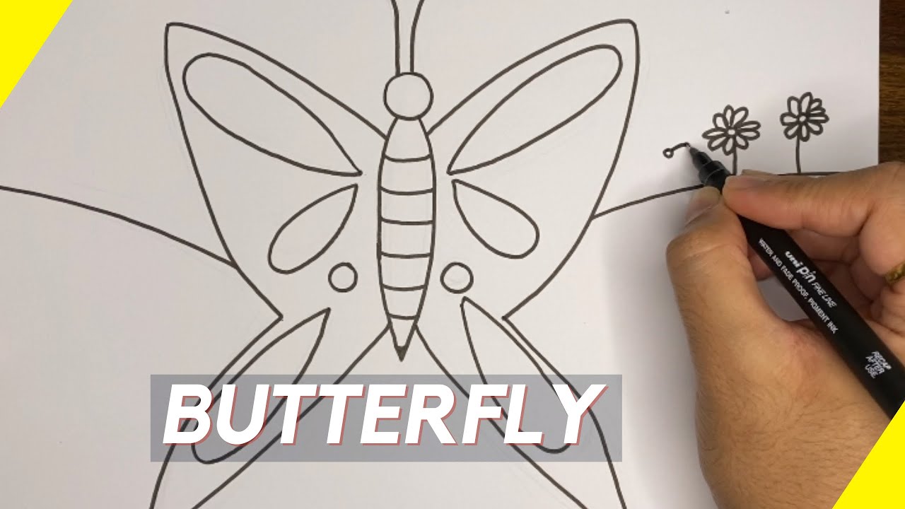 How to draw simple butterfly | easy to follow | step by step butterfly ...