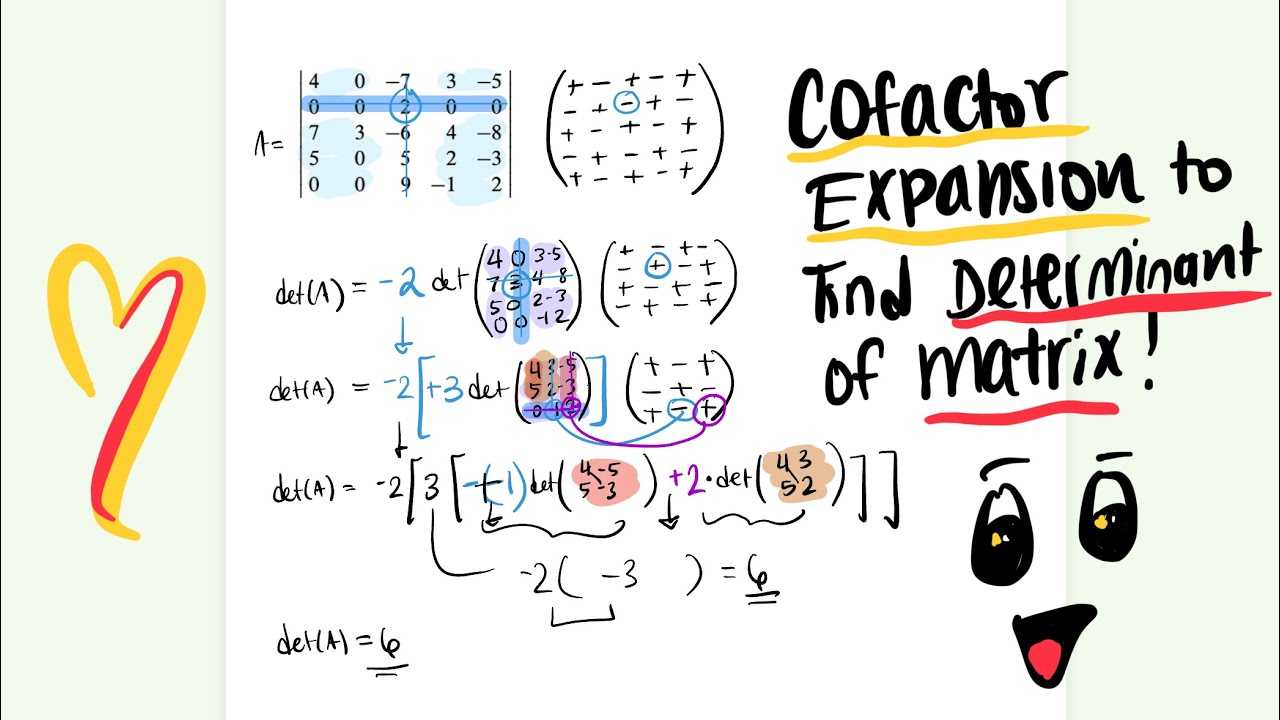 Finding Determinant of a Matrix with Cofactor Expansion Ex2| Linear ...
